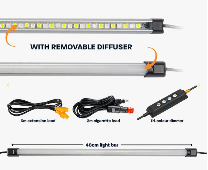 48CM TRI-COLOUR LED LIGHT BAR KIT WITH DIFFUSER
