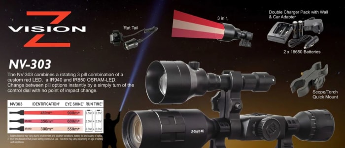 Z Vision NV-303 3 in 1 Night Vision Light Kit